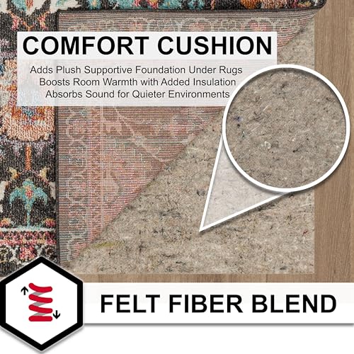 Mohawk Home 5' x 7' 1/2 Rug Pad 100% Felt Protective Cushion, Premium Comfort Underfoot β Safe for All Floors