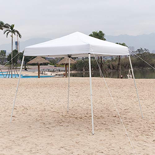 Gappys 10’ x 10' Pop-up Canopy Tent - Commercial Instant Outdoor Canopy - Easy Set-up Straight Leg Folding Beach Shelter (10x10 FT, White) (N001)