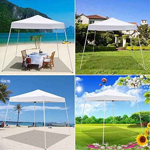 Gappys 10’ x 10' Pop-up Canopy Tent - Commercial Instant Outdoor Canopy - Easy Set-up Straight Leg Folding Beach Shelter (10x10 FT, White) (N001)