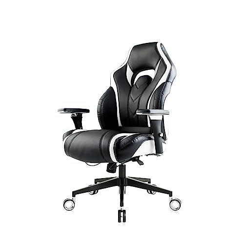 Nouhaus Cobra Office Chair - Office Chair or Desk Chair with Extra Large Caster Wheels XL Pro Rims - High Spec Office Chairs for Adults, Ergonomic Chair (White/Black)