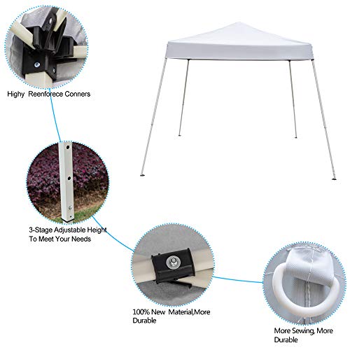 Gappys 10’ x 10' Pop-up Canopy Tent - Commercial Instant Outdoor Canopy - Easy Set-up Straight Leg Folding Beach Shelter (10x10 FT, White) (N001)