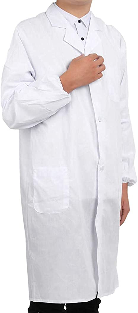 Pinkpum Men Lab Coat Unisex Long Sleeve Lab Coat for Women White Coats for Laboratory Medical White 3XL