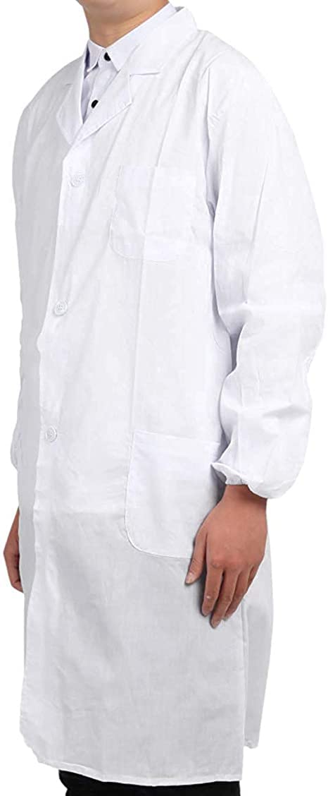 Pinkpum Men Lab Coat Unisex Long Sleeve Lab Coat for Women White Coats for Laboratory Medical White 3XL