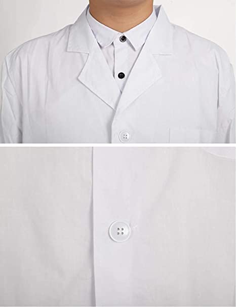 Pinkpum Men Lab Coat Unisex Long Sleeve Lab Coat for Women White Coats for Laboratory Medical White 3XL