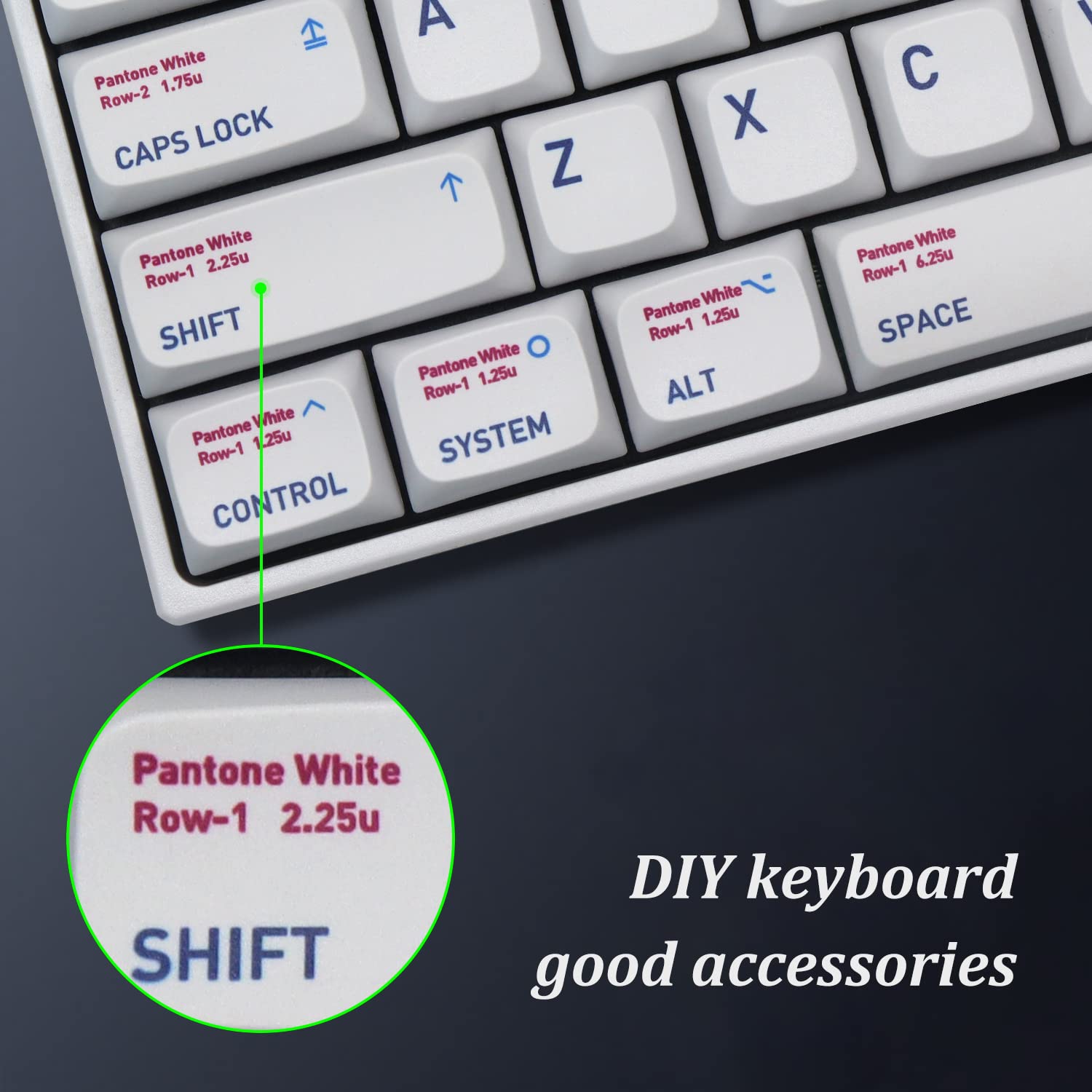 Hkfos PBT Keycaps 134 Keys, XDA Profile Keycaps, Dye-Sublimation White Custom Keycaps for Cherry Gateron MX Switches Mechanical Keyboards(with 1.75U Shift)