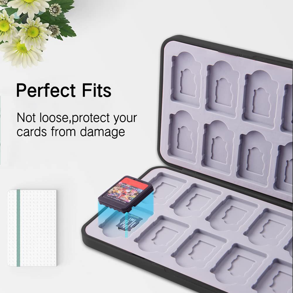 PERFECTSIGHT Switch Game Card Case for Nintendo Switch Lite/ Switch OLED, Cute Kawaii Portable Thin Compact Hard Shell Case, NS Protective Shockproof Holder Storage Box with 24 Cartridge Slots, Zel