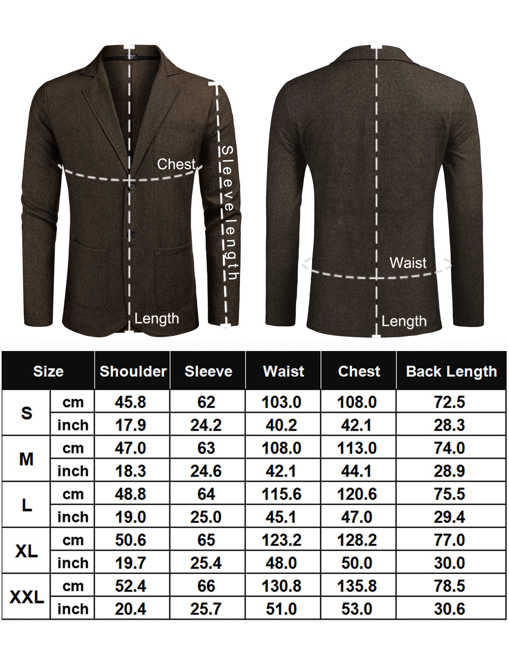 COOFANDY Men's Casual Blazers Slim Fit Sport Coats Lightweight Two Button Suit Jackets Brown