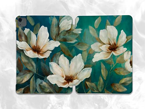 Kawaii Magnolia Flower Cute Bouquet case Compatible with iPad Mini Air Pro 7.9 8.3 9.7 10.2 10.9 11 12.9 inch Pattern Cover New 2022 2021 Trifold Stand 3 4 5 6 7 8 9 Generation 97 (10.9" Air 4)