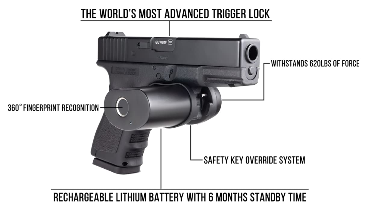 Tactical Traps Quick Draw Smart Trigger Lock V3 with 360-Degree Fingerprint Recognition - Up to 10 Authorized Users | Fits Most Handguns, Shotguns & Rifles
