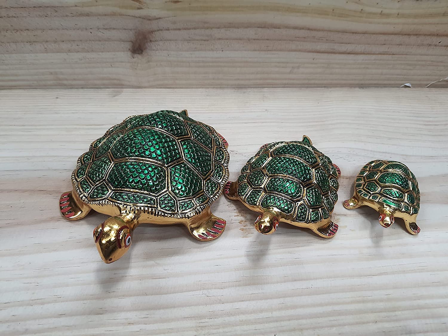 PG COUTURE Metal 3 Piece Turtle showpiece Set in Gold Finish Small Medium Large & Ideal Gift for Table Décor
