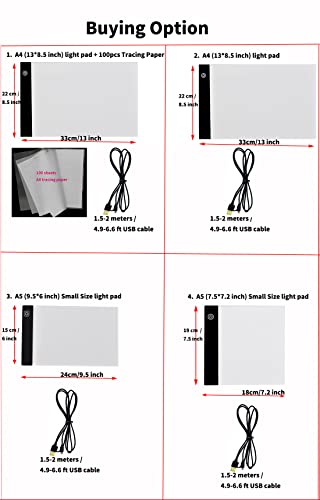 Small A5 Ultra-Thin Portable LED Light Box Tracer w/USB Cable Dimmable Brightness LED Artcraft Tracing Light Box Light Pad for Artists Drawing Sketching Animation Stencilling X-ray Viewing