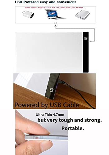 Small A5 Ultra-Thin Portable LED Light Box Tracer w/USB Cable Dimmable Brightness LED Artcraft Tracing Light Box Light Pad for Artists Drawing Sketching Animation Stencilling X-ray Viewing