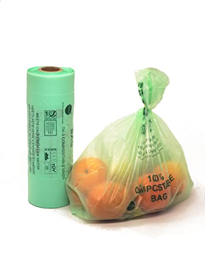 Tankon 250 Count, 15"x17", Compostable Produce Bags OR 250 Bags, 2.6 Gallon 100% Compostable Bags, 9.84 Liter, ASTM D6400 BPI & OK Compost Home Certified.