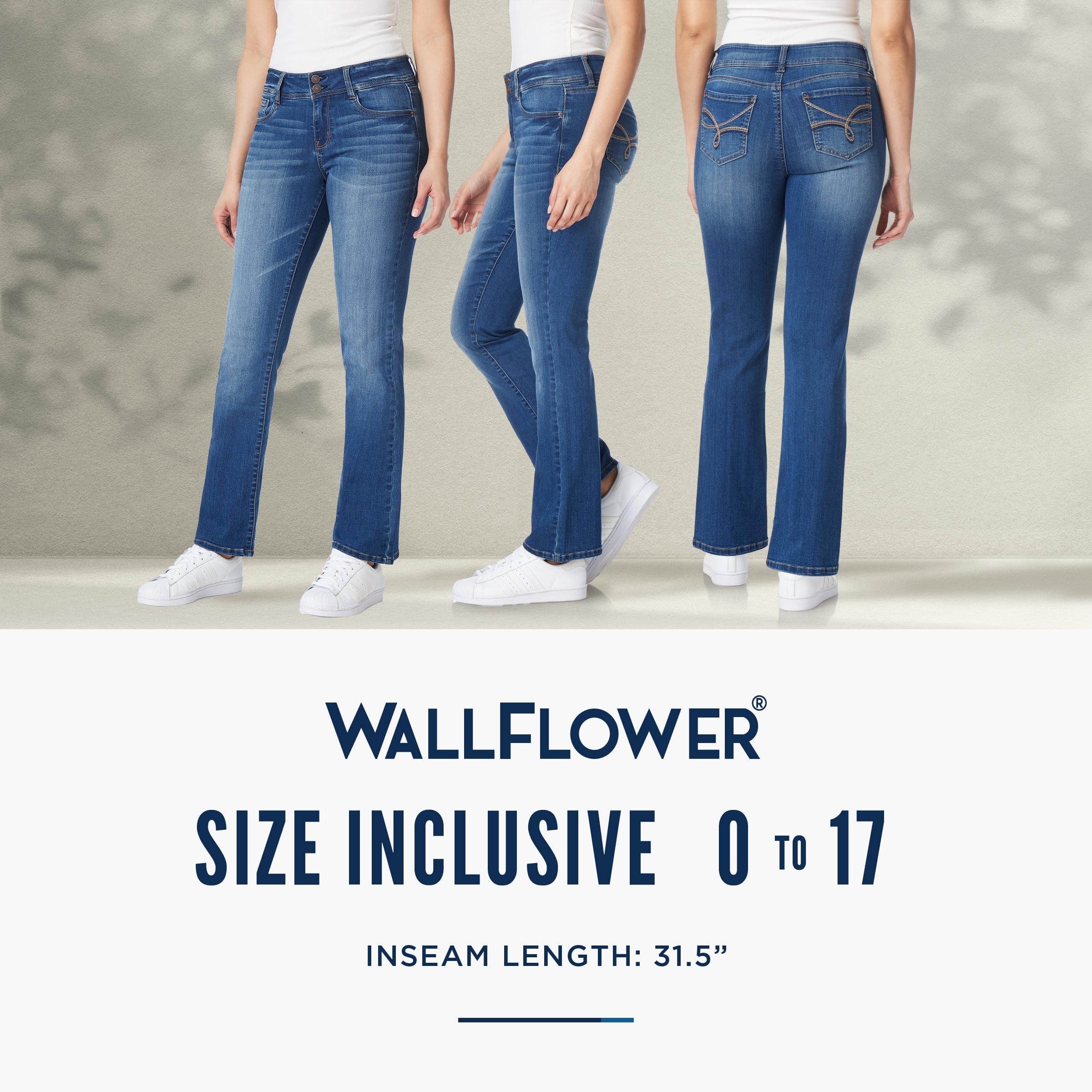 WallFlower Women's Ultra Slim Bootcut Mid-Rise Insta Soft Juniors Jeans, Hayden, 9
