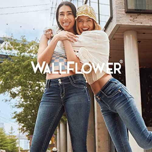 WallFlower Women's Carpenter Denim Low-Rise Insta Classic Juniors Jeans, Halsey, 17