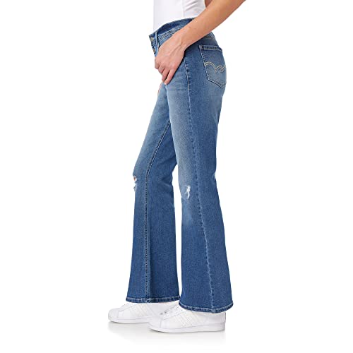 WallFlower Women's Flirty Curvy Super Flare High Rise Insta Stretch Juniors Jeans, Joelle, 13
