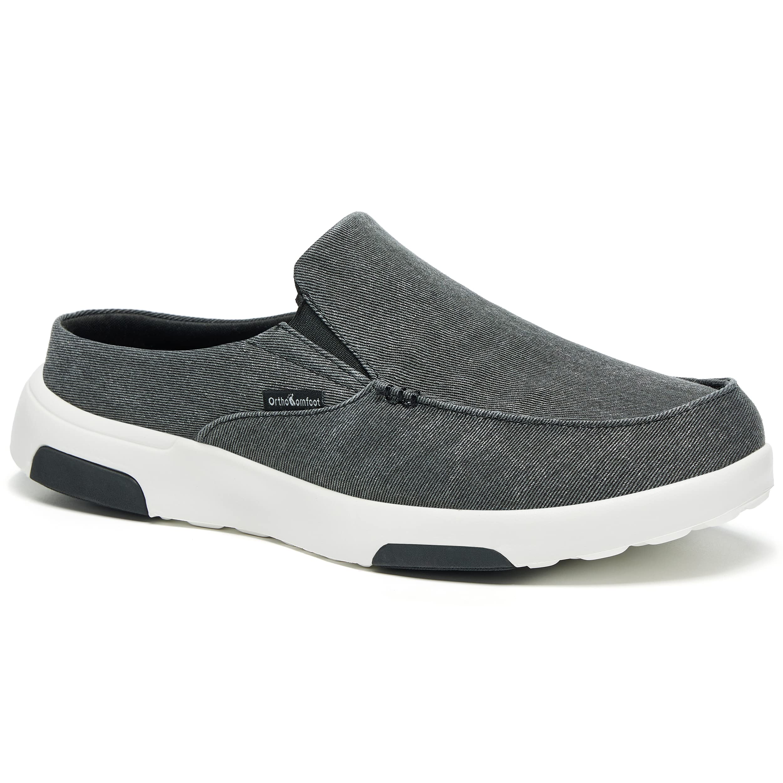 OrthoComfoot Slippers with Arch Support for Mens, Orthopedic Casual Canvas Walking Shoes, Breathable Slip-on Indoor Outdoor Shoes Black Size 9