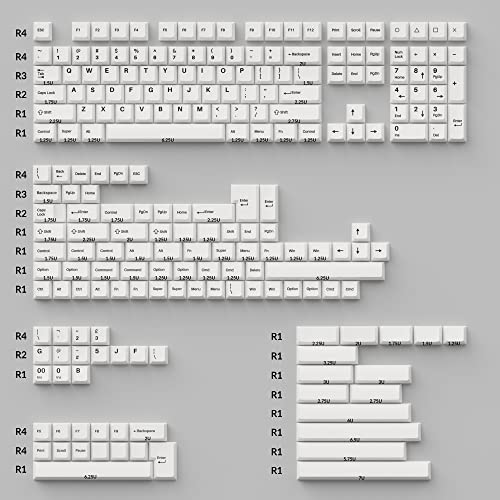 Keychron Double Shot Cherry PBT Keycap Full Keycap Set (219 Keys) - Black on White