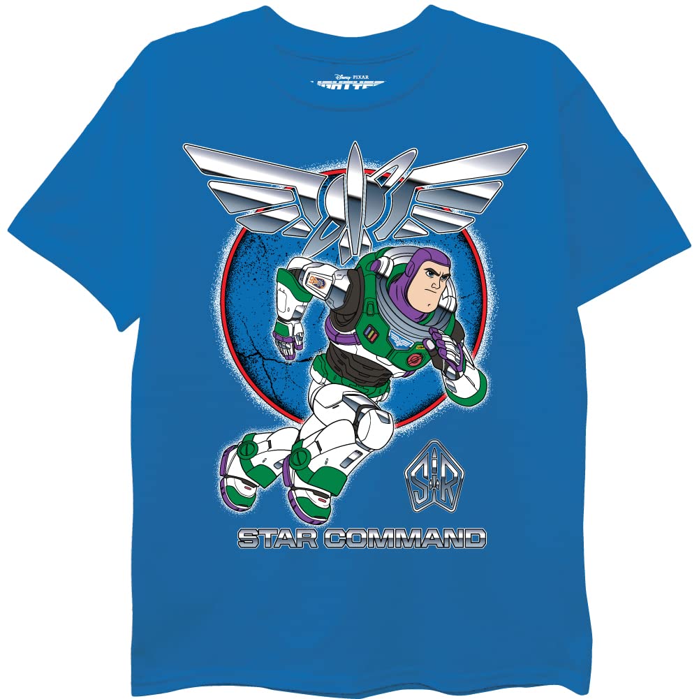 Disney boys Lightyear Buzz Star Command Short Sleeve Tee T Shirt, Royal, 8 US