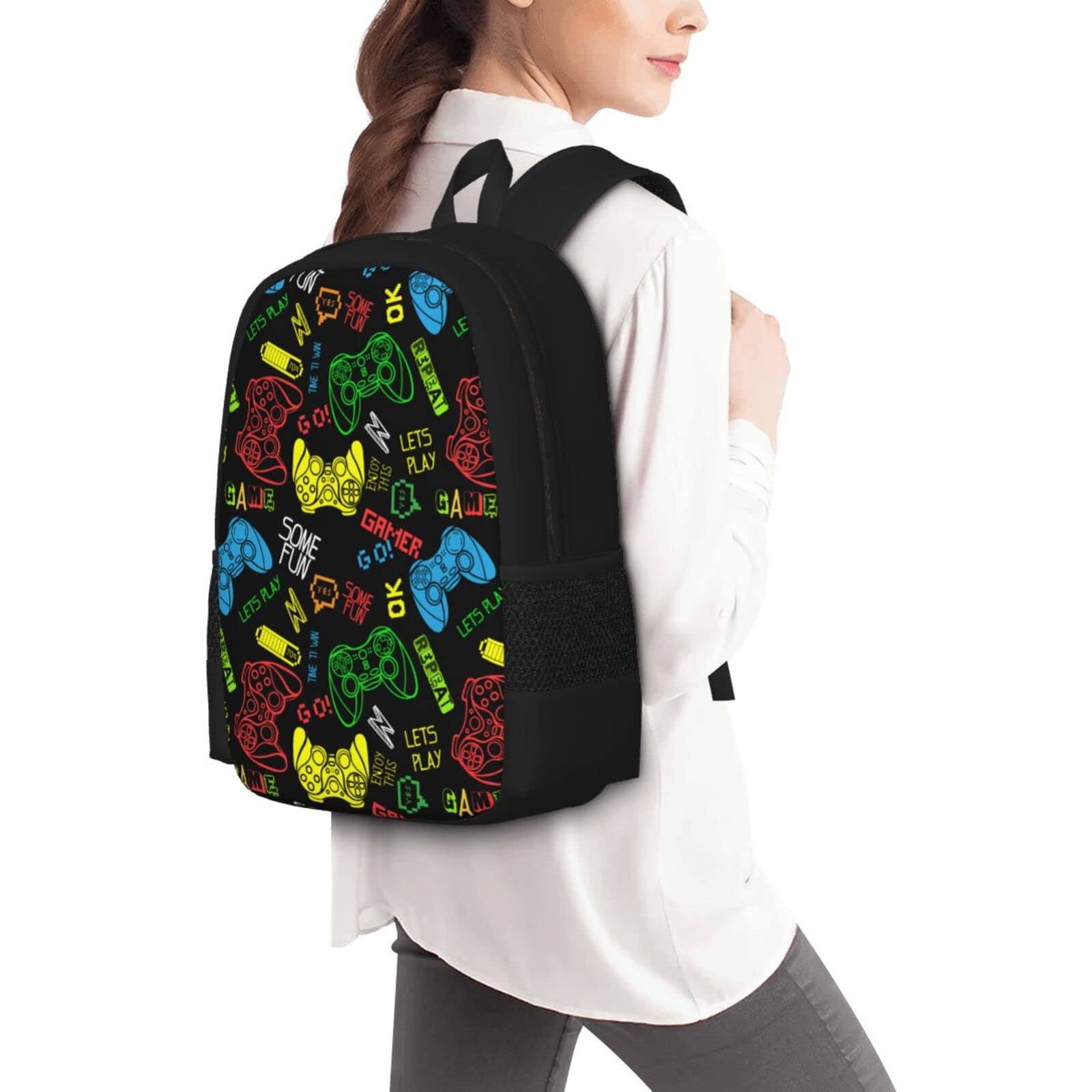 Sdfsdby Video Game Gamer Backpacks Boys Girls School Computer Bookbag Travel Hiking Camping Daypack Casual Laptop Backpack for Unisex Teens
