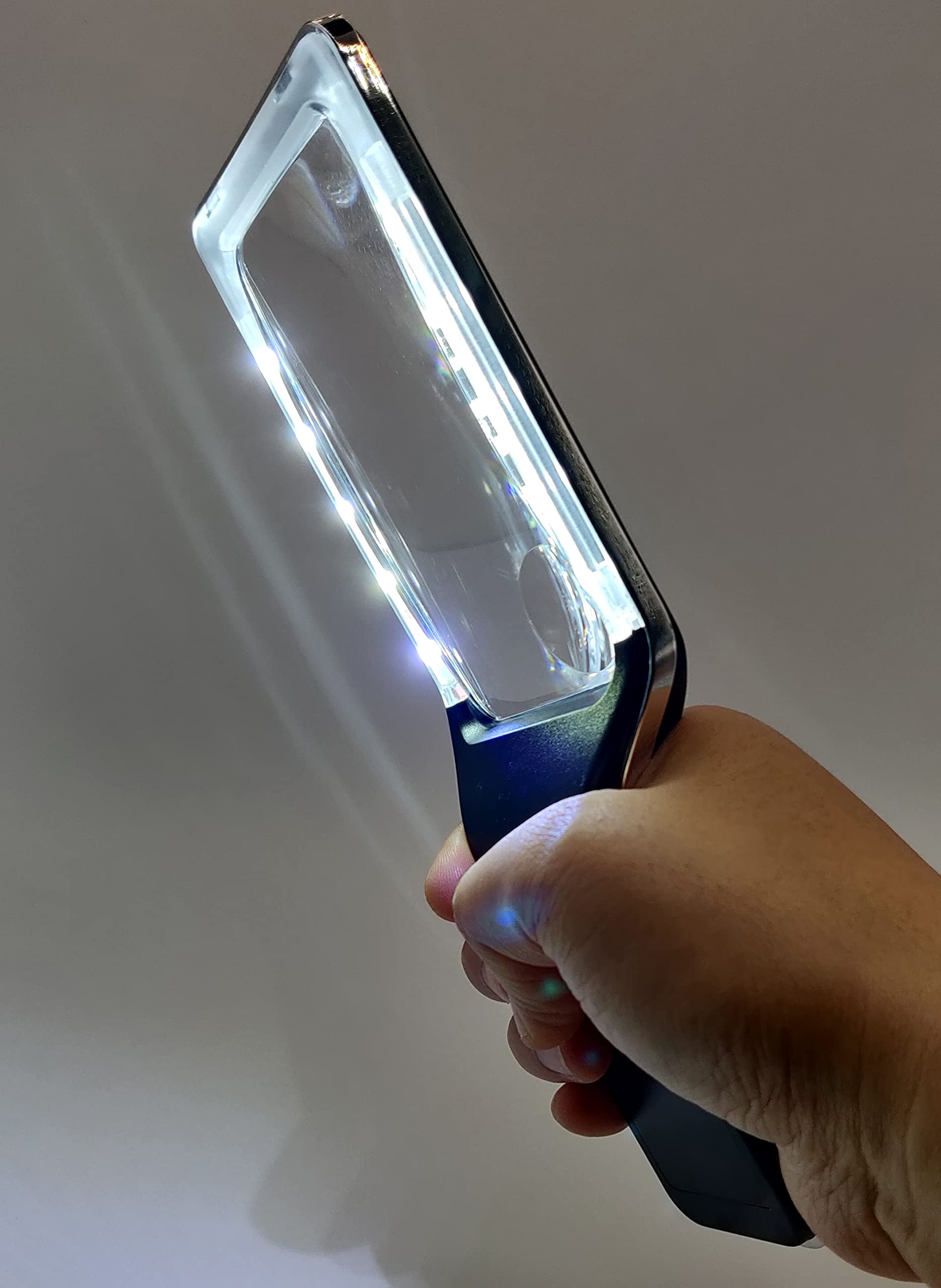LED Handheld Magnifier for Reading 3x/6x Optical Magnifier for Low Vision, Visual Impairment, Magnifier for Seniors, Elderly People, Magnifier for Education, Office Work (Stepless Illumination adjust)
