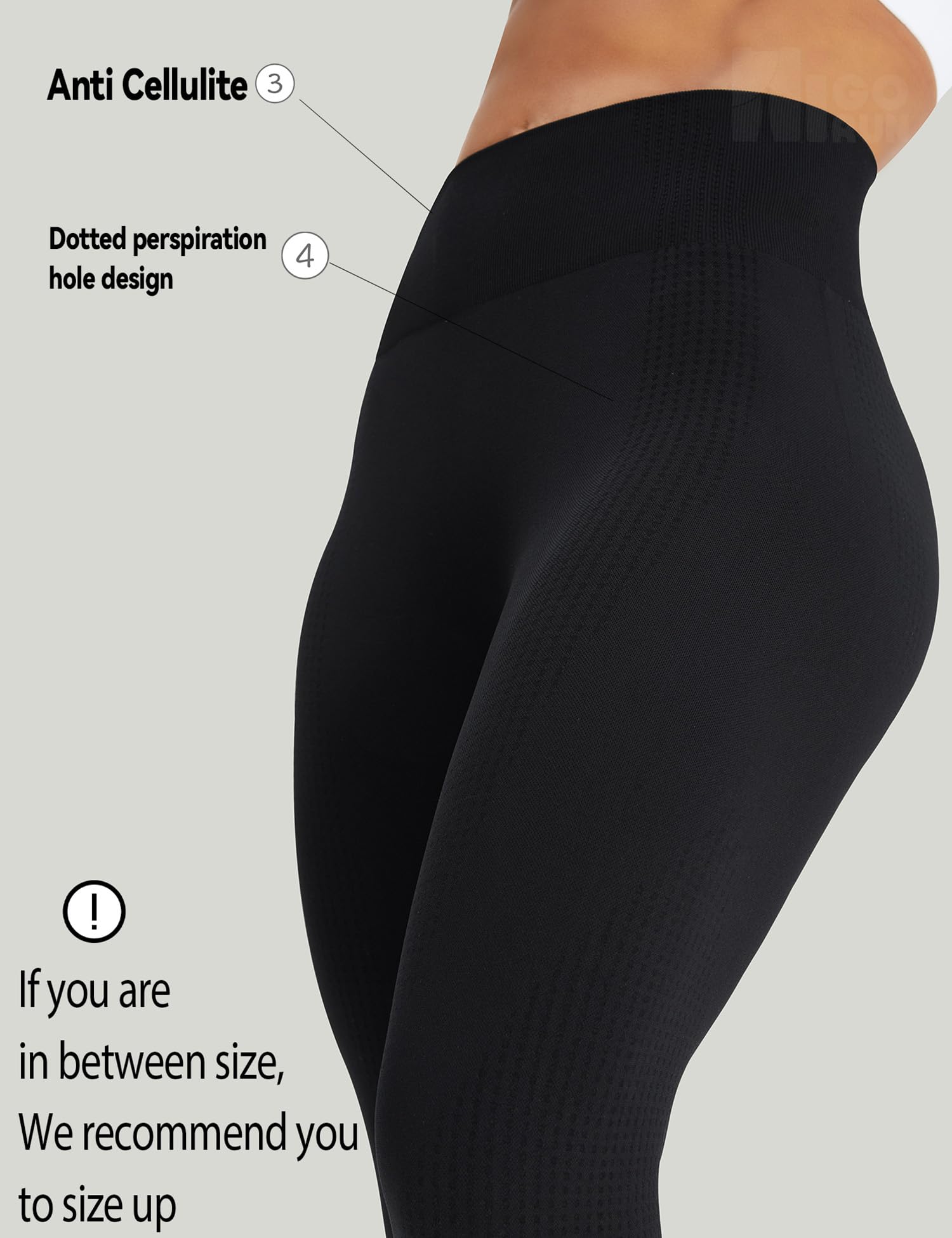 HIGORUN Women Seamless Leggings Smile Contour High Waist Workout Gym Yoga Pants Carbon Black M