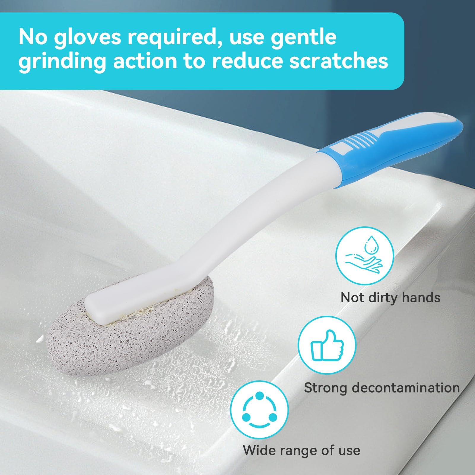 1PCS Toilet Cleaning Pumice Stone, Stains Hard Water Ring Remover Bathroom Cleaning Brushes Toilet Pumice Stone with Handle for Toilets, Bathtubs, Pool(1pcs)