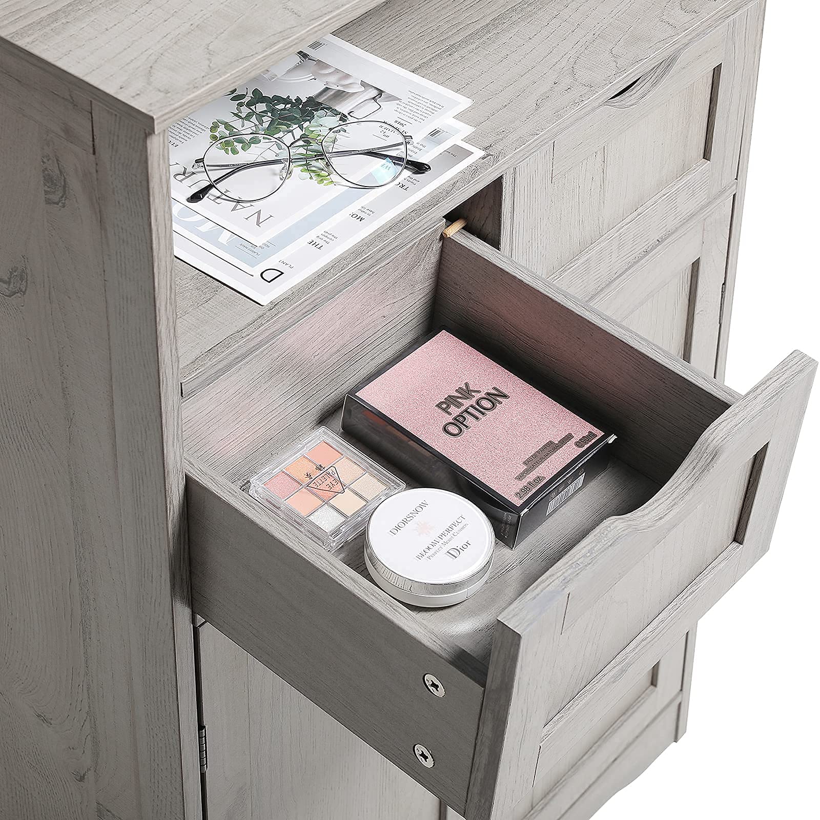 Iwell Storage Cabinet with Drawers & Shelf, Floor Storage Cabinet with Double Door, Sideboard, Cupboard for Living Room, Home Office