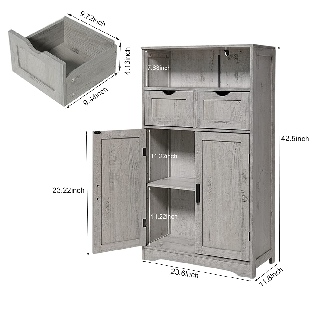 Iwell Storage Cabinet with Drawers & Shelf, Floor Storage Cabinet with Double Door, Sideboard, Cupboard for Living Room, Home Office