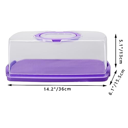 Bppyvct 1Pc Portable Bread Box with Handle Transparent Lid Loaf Cake Storage Carrier for Pastries, Donuts, Bread Rolls, Buns or Baguettes (Purple)