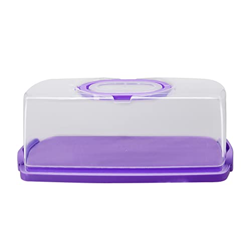 Bppyvct 1Pc Portable Bread Box with Handle Transparent Lid Loaf Cake Storage Carrier for Pastries, Donuts, Bread Rolls, Buns or Baguettes (Purple)
