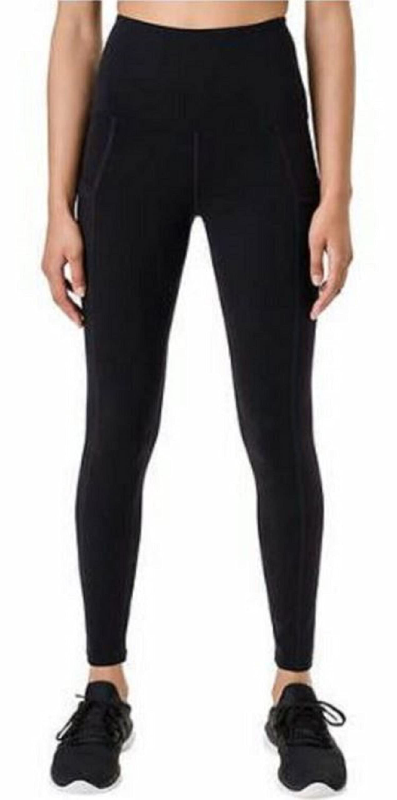 Tuff Athletics Women's Ultra Soft High Waist Yoga Pant Legging (Medium, Black Side Pocket)