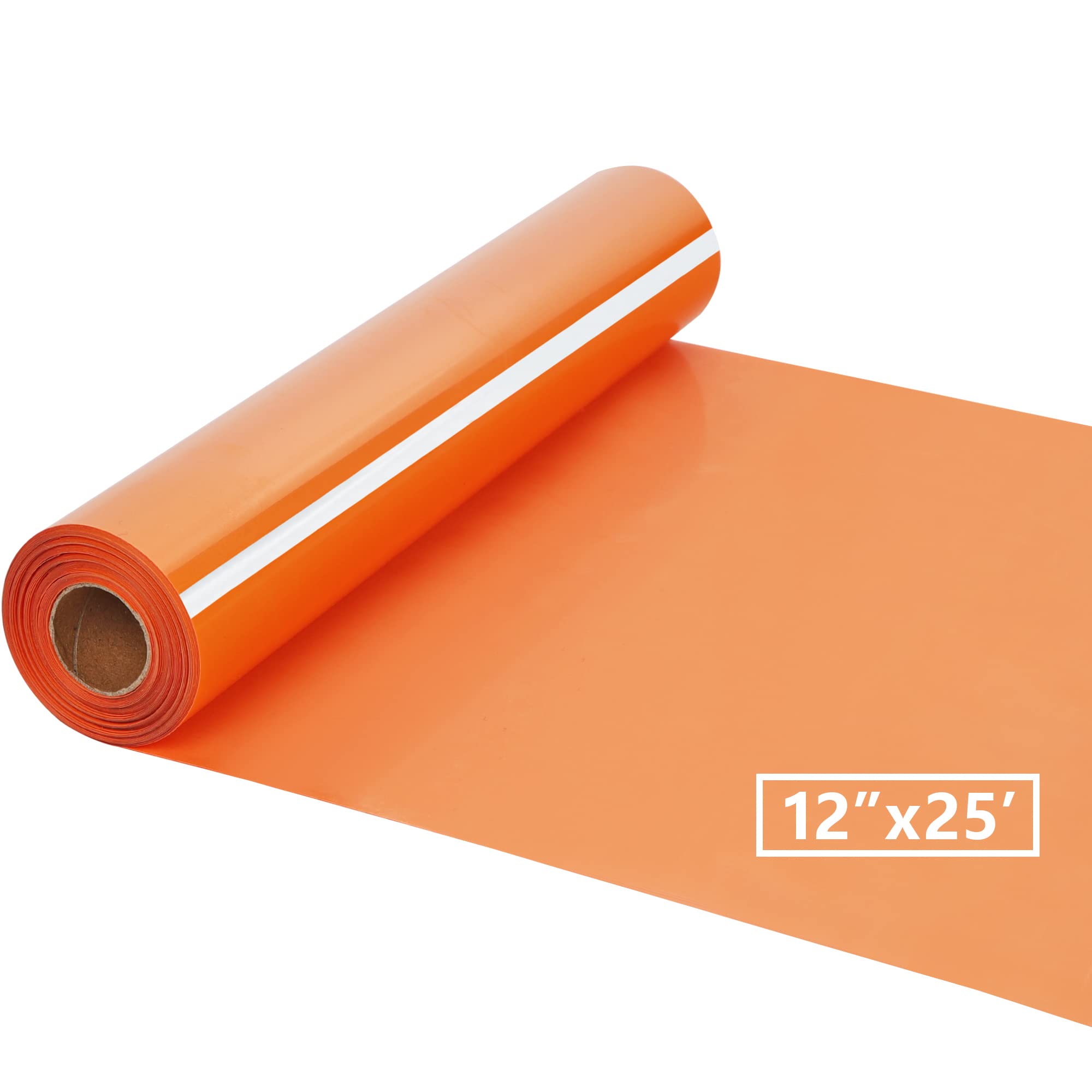 HTV Iron on Vinyl 12Inch by 25ft Roll HTV Heat Transfer Vinyl for T-Shirt HTV Vinyl Rolls for All Cutter Machine - Easy to Cut & Weed for Heat Vinyl Design (25ft, Orange)