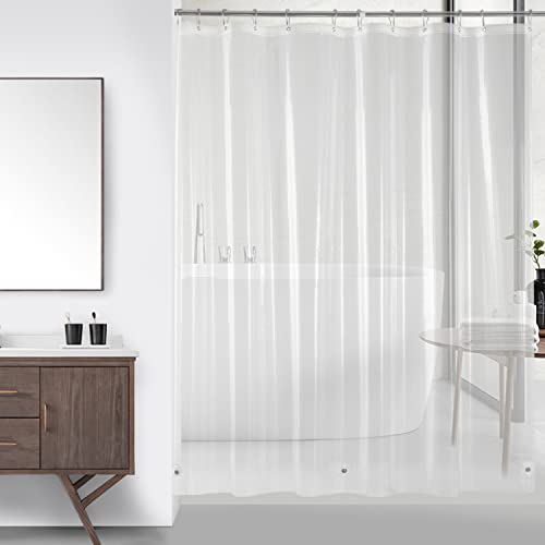 downluxe Waterproof Clear Shower Curtain Liner - PEVA Lightweight Plastic Shower Liner with 3 Magnets, Shower Curtains for Bathroom, 72" x 72", Clear