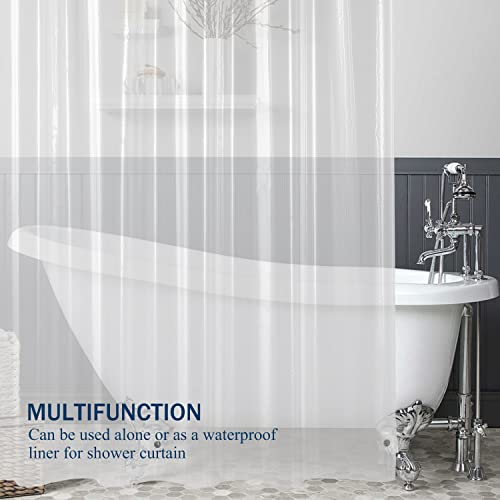 downluxe Waterproof Clear Shower Curtain Liner - PEVA Lightweight Plastic Shower Liner with 3 Magnets, Shower Curtains for Bathroom, 72" x 72", Clear