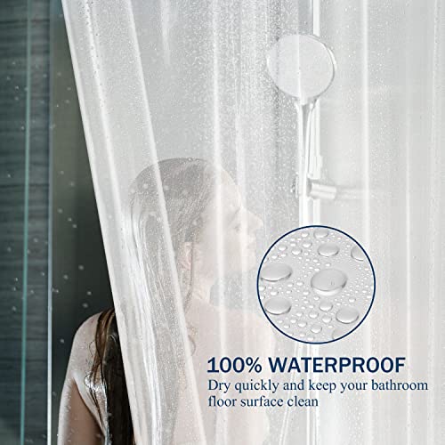 downluxe Waterproof Clear Shower Curtain Liner - PEVA Lightweight Plastic Shower Liner with 3 Magnets, Shower Curtains for Bathroom, 72" x 72", Clear