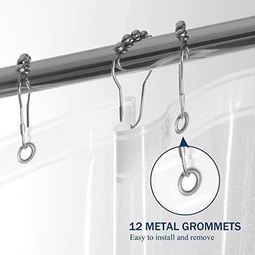 downluxe Waterproof Clear Shower Curtain Liner - PEVA Lightweight Plastic Shower Liner with 3 Magnets, Shower Curtains for Bathroom, 72" x 72", Clear
