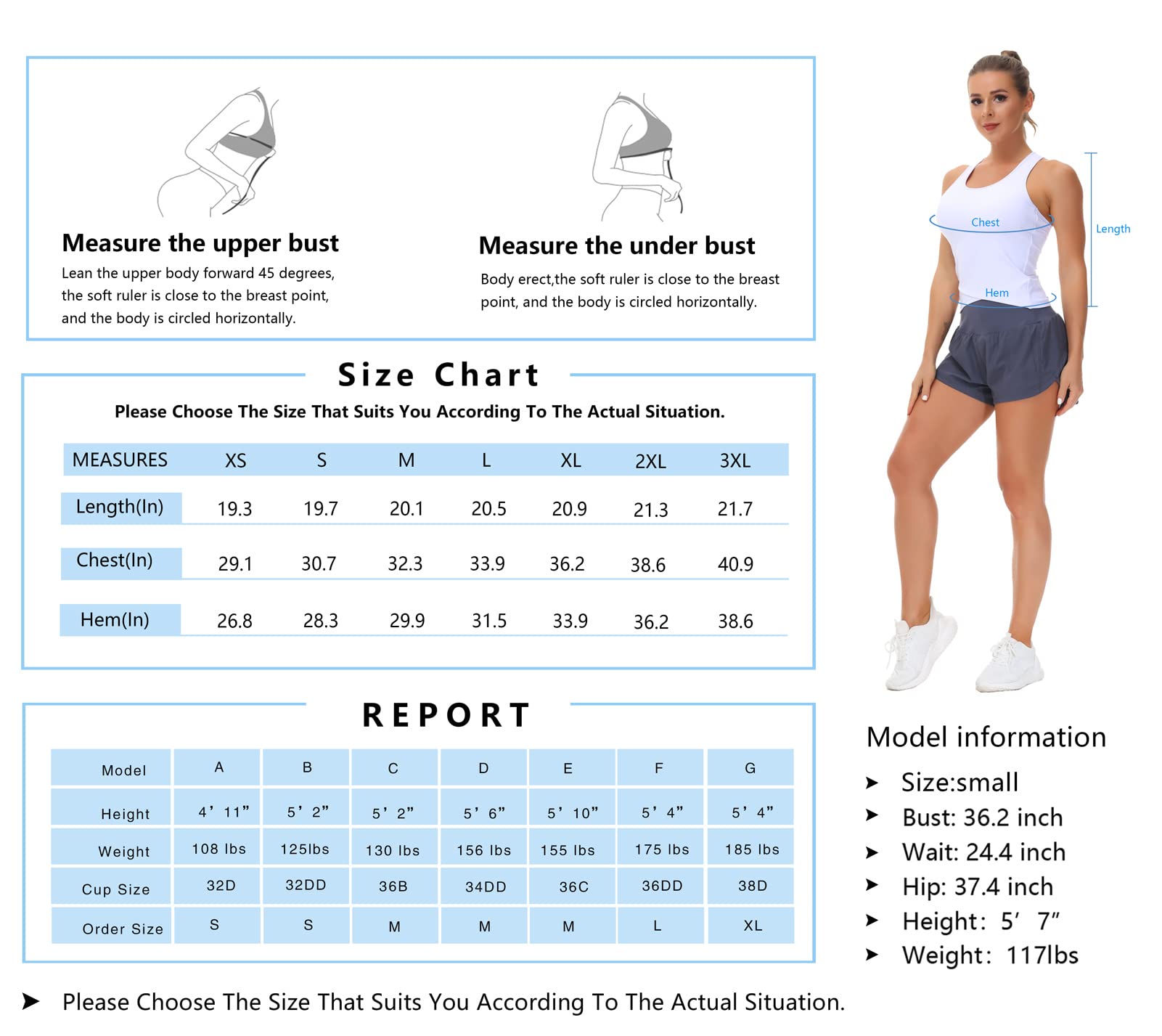 Women’s Racerback Workout Tank Tops with Built in Bra Sleeveless Running Yoga Shirts Slim Fit (Small, White)