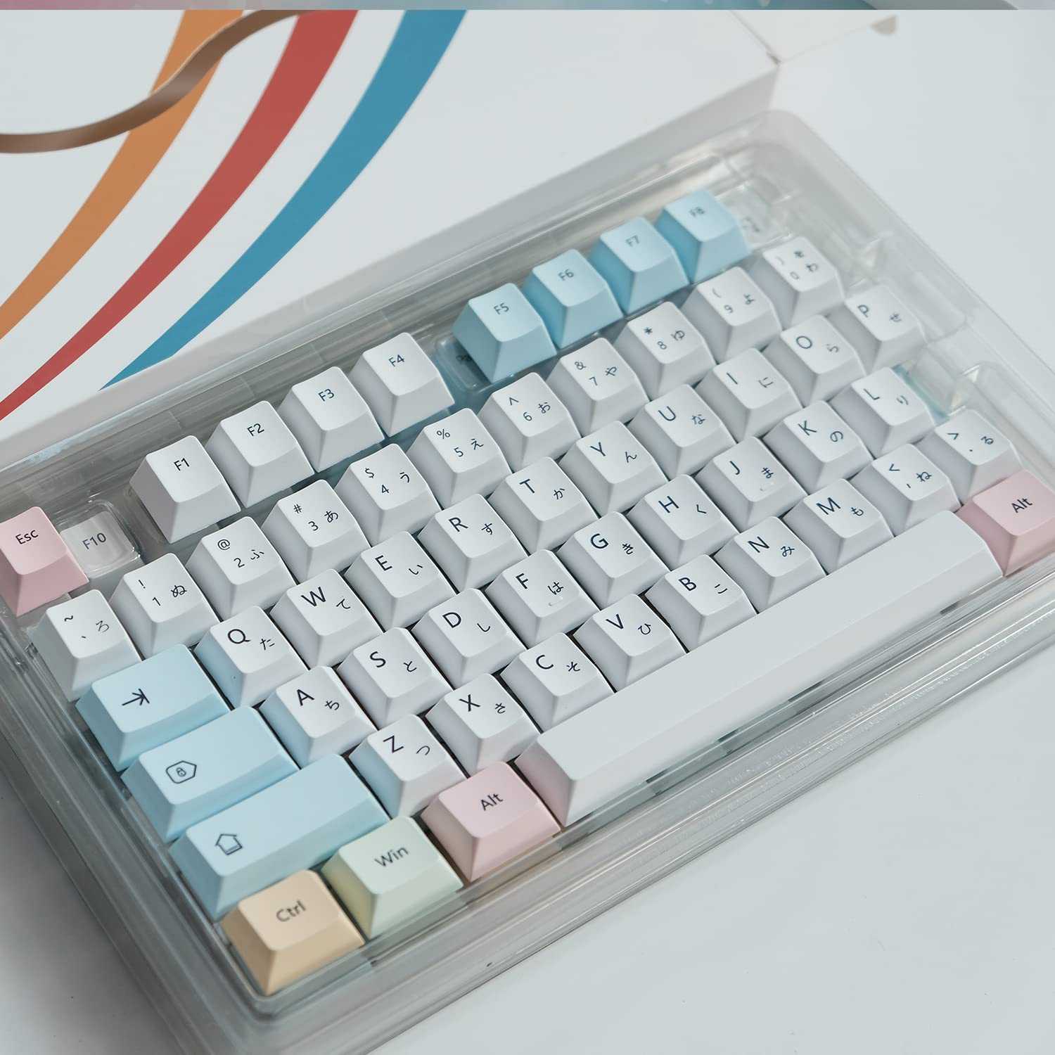 CuXiu Chalk Keycaps 136 Keys PBT Keycap Set for Cherry MX Switches Cherry Profile Japanese Keycaps for Mechanical Keyboard Dye Sub gh60 xd64 xd84 xd96 87 104