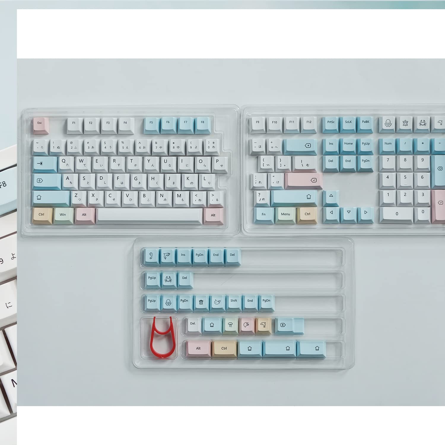 CuXiu Chalk Keycaps 136 Keys PBT Keycap Set for Cherry MX Switches Cherry Profile Japanese Keycaps for Mechanical Keyboard Dye Sub gh60 xd64 xd84 xd96 87 104