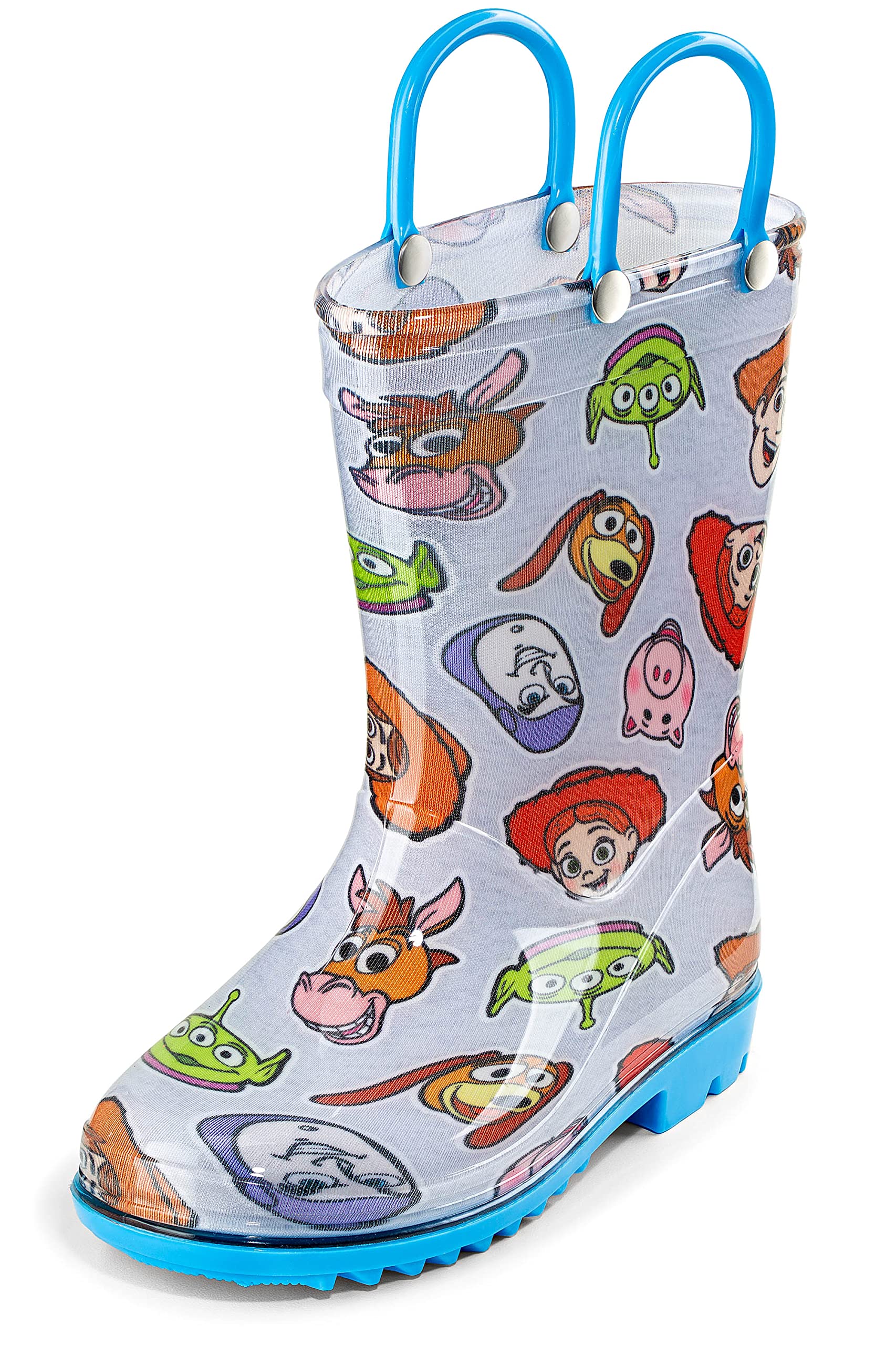 Disney Toy Story Kids PVC Waterproof Rainboots - Woody, Buzz Lightyear, Aliens, Hamm, Rex and Slinky Dog - Size 8 Toddler
