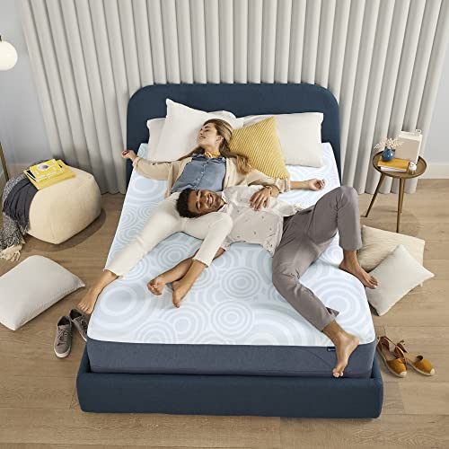 Serta Perfect Sleeper 10 Inch Full Gel Memory Foam Mattress, Medium Firm, USA Built, 100-Night Trial, CertiPUR-US Certified - Nestled Night, Blue/White