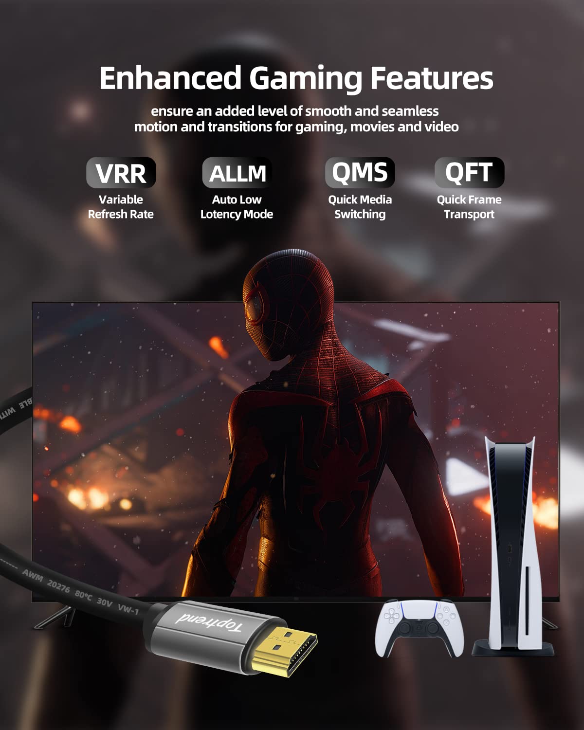8K HDMI 2.1 Cables, High Speed HDMI Cords Support to 48Gbps 4K @120Hz 8K @60Hz DTS:X HDR10 HDCP 2.2 & 2.3 for Sony Samsung LG TCL HDTVs,Roku TVs,PS5,Blu-ray,RTX 3090 (8K 25FT HDMI Cables)