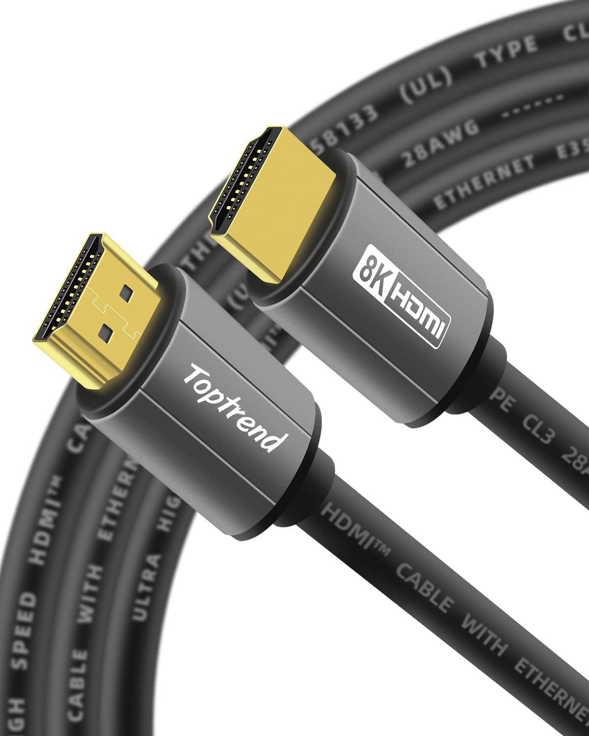 8K HDMI 2.1 Cables, High Speed HDMI Cords Support to 48Gbps 4K @120Hz 8K @60Hz DTS:X HDR10 HDCP 2.2 & 2.3 for Sony Samsung LG TCL HDTVs,Roku TVs,PS5,Blu-ray,RTX 3090 (8K 25FT HDMI Cables)