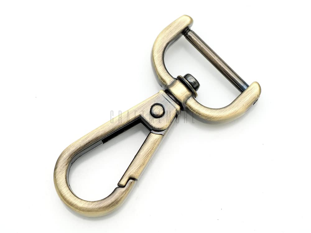 CRAFTMEMORE 2pcs Detachable Snap Hook Swivel Clasp w/Screw Bar VT493 Bag Strap Hardware Replacement (1 Inch, Brushed Brass)
