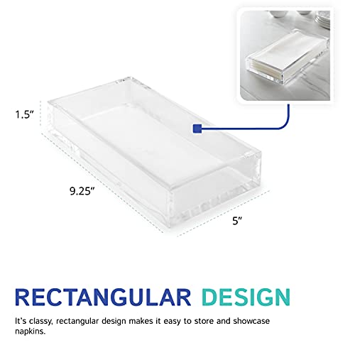 Huang Acrylic Clear Rectangle Paper Napkin Holder | For Dinner, Bathrooms, Hosting, Picnics, Weddings, Parties | Long Lasting Premium Acrylic Construction