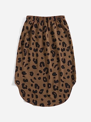 SOLY HUX Women's Leopard Print Tie Front High Waist High Low Short Skirt Multicoloured L