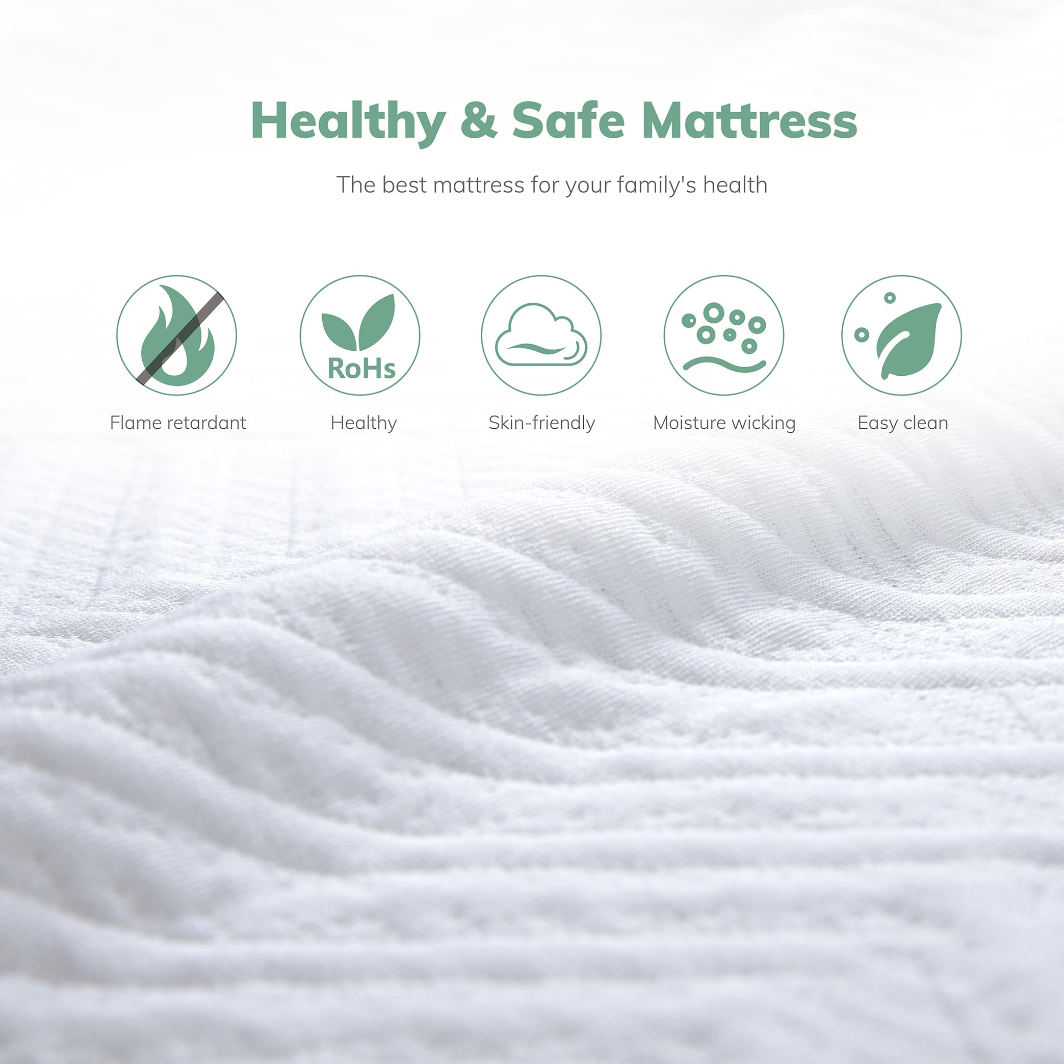 EGO White 8 Inch Queen Memory Foam Mattress, Gel Green Tea Mattress Bed in a Box, CertiPUR-US Certified, Double Mattress, 60"x80", Medium Firm