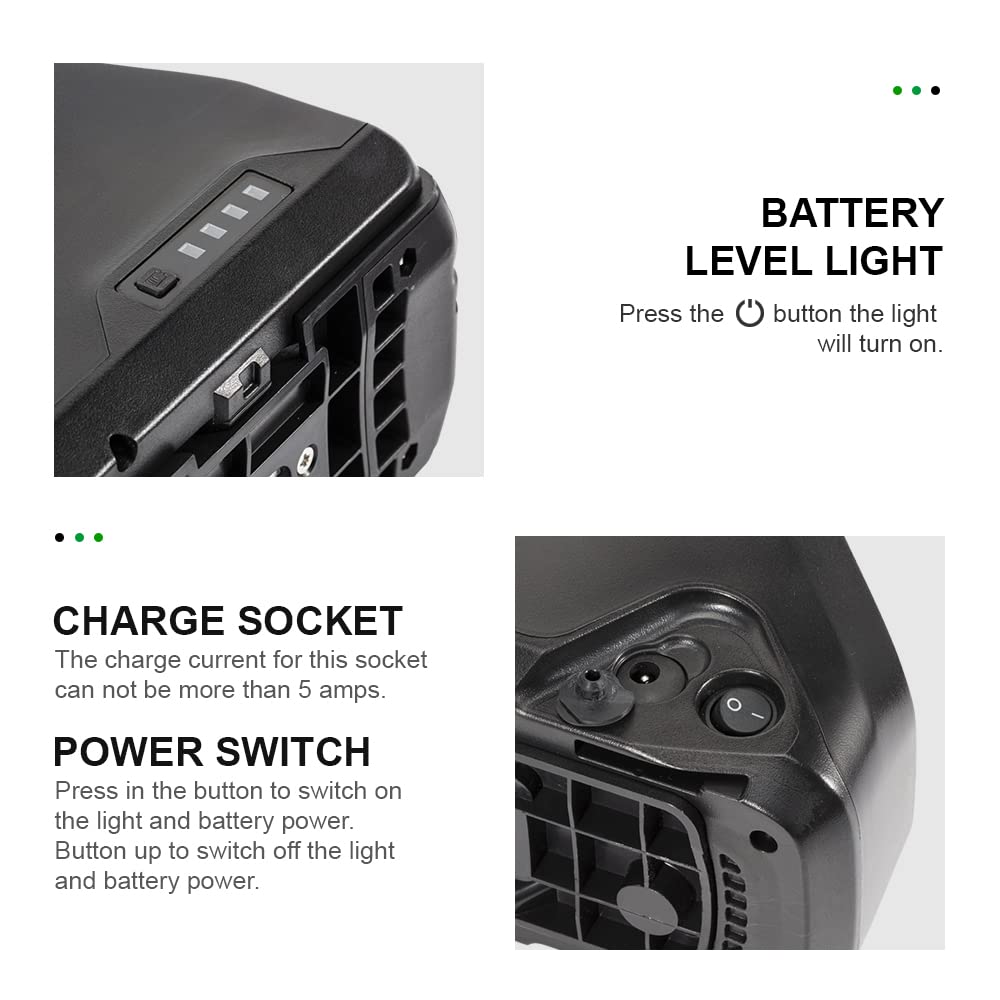 Yose Power Ebike Battery 48V 17.4Ah Down Tube Battery for 100W-1200W Motor, Electric Bicycle Lithium-Ion Battery, Safe Lock, Led Indicator Light, with Base and Charger