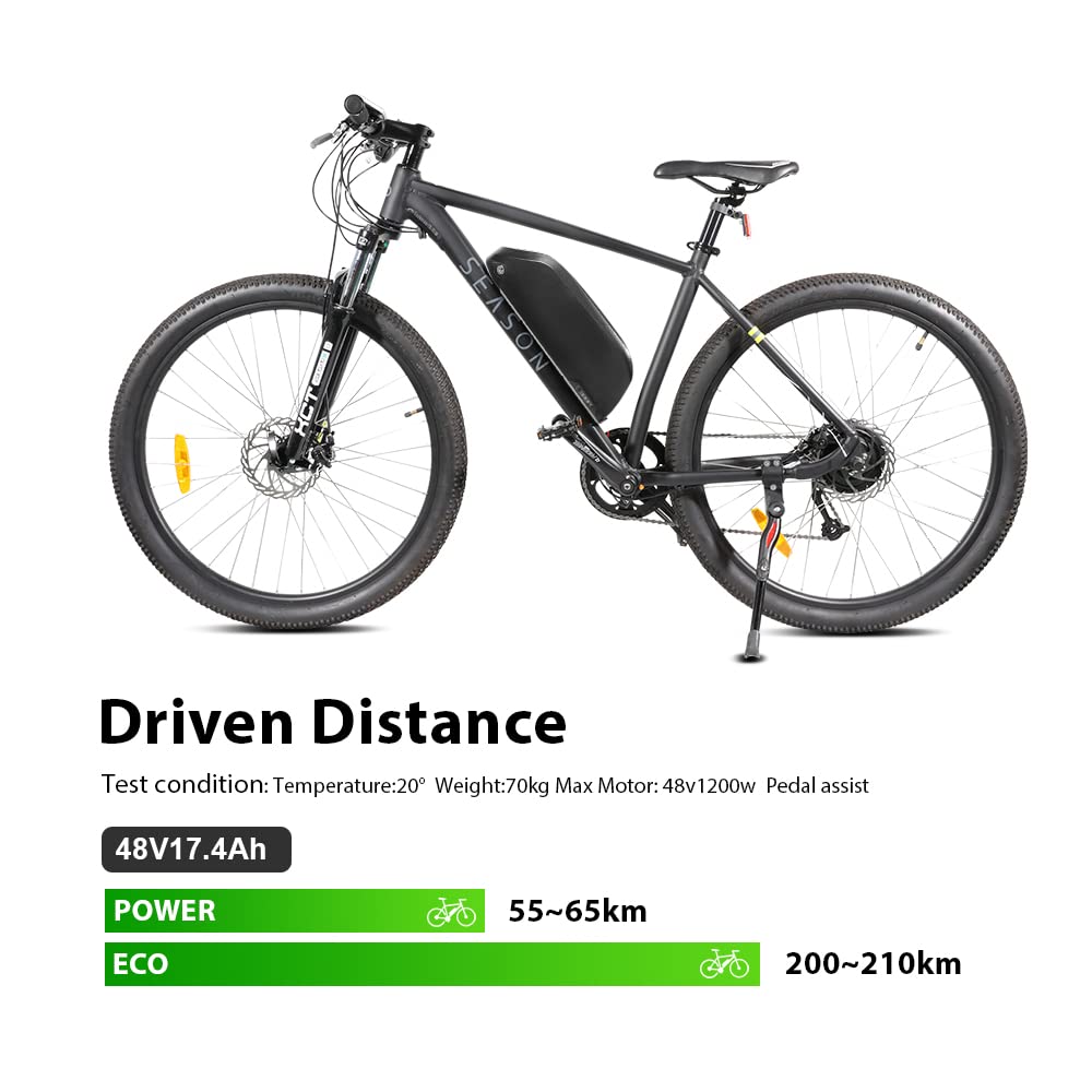 Yose Power Ebike Battery 48V 17.4Ah Down Tube Battery for 100W-1200W Motor, Electric Bicycle Lithium-Ion Battery, Safe Lock, Led Indicator Light, with Base and Charger